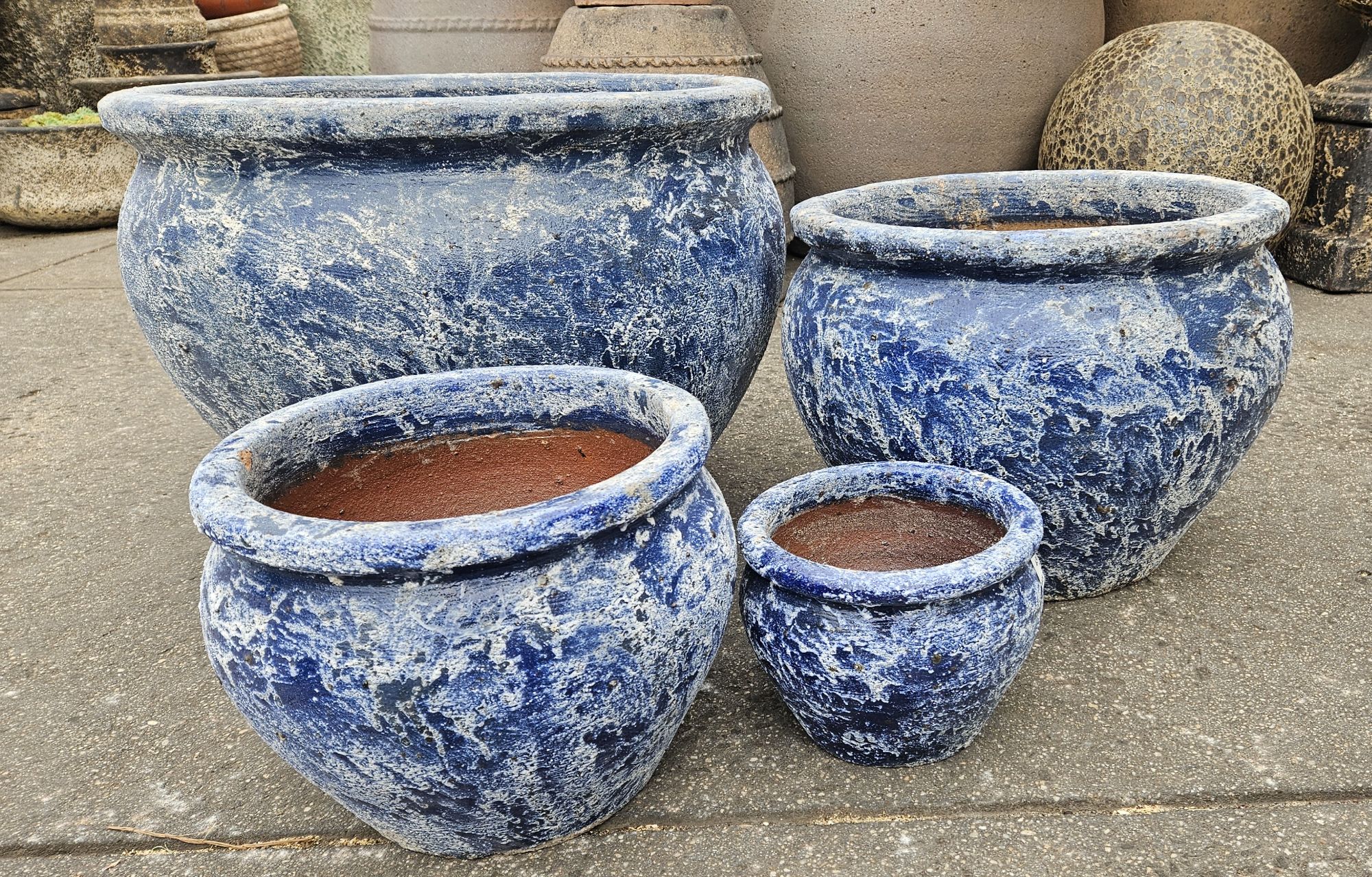 Ocean Rock Bellied Rolled Rim Planter - UNIQUE EXPENSIVE ELITE GARDEN ECOR